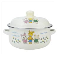 China Handmade Custom Enamel Casserole Pot White Enamel Coating Flower Decal Soup Stew Pot for sale