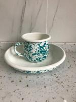 China Carbon Steel Korean Style Splash Ink Enamel Tableware Plate Mug Rice Bowl Dish Set for sale