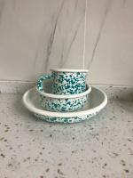 China Carbon Steel Korean Style Splash Ink Enamel Tableware Plate Mug Rice Bowl Dish Set for sale