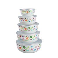 China Health Care Enamel Food Storage Bowl Sets Steel Containers Fruit Salad Mixing Bowls for sale