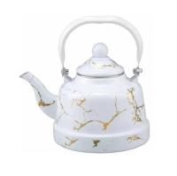 China Thickness 0.8mm Enamel Tea Kettle Teapot 0.7L 1.1L 1.5L 2.5L Kitchen Cookware Drinkware Gold Flower Decal Decoration for sale