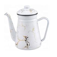 China Thickness 0.8mm Enamel Tea Kettle Teapot 0.7L 1.1L 1.5L 2.5L Kitchen Cookware Drinkware Gold Flower Decal Decoration for sale