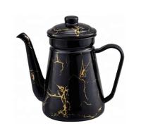 China Thickness 0.8mm Enamel Tea Kettle Teapot 0.7L 1.1L 1.5L 2.5L Kitchen Cookware Drinkware Gold Flower Decal Decoration for sale