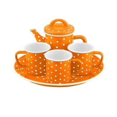 China Carbon Steel 800ml Enamel Teapot Vintage Antique Enamel Kettle Tea Set Sample 7 to 10 Days Delivery for sale