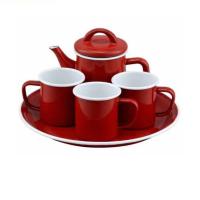 China Carbon Steel 800ml Enamel Teapot Vintage Antique Enamel Kettle Tea Set Sample 7 to 10 Days Delivery for sale