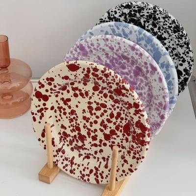 China Splash Ink Style Enamel Food Service Dish Plate 18cm 20cm 22cm 24cm 27cm Custom Color for sale