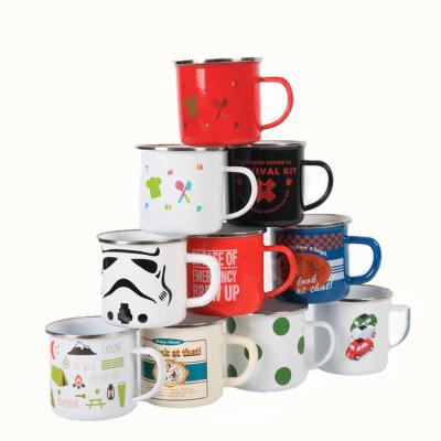 China Handmade Enamel Mugs Custom Color Printing Travel Mug Coffee Milk Tea Cup for sale