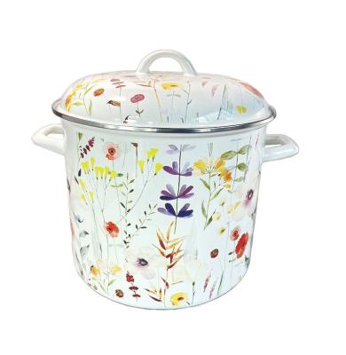China Daily Carbon Steel Enamel Giant Pot with Double Handles Featuring Glasslid Enamel Lid Supporting Health Care for sale