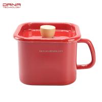 China Flower Theme Enamel Casserole Pot 12cm 14cm 15cm Diameter Square Noodle Cooking Pot for sale