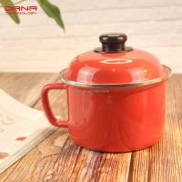 China Flower Theme Noodle Cooking Pot Diameter 12 14 16cm Carbon Steel Enamel Round Type for sale