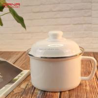 China Flower Theme Noodle Cooking Pot Diameter 12 14 16cm Carbon Steel Enamel Round Type for sale