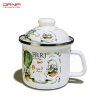 China Flower Theme Noodle Cooking Pot Diameter 12 14 16cm Carbon Steel Enamel Round Type for sale