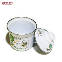 China Flower Theme Noodle Cooking Pot Diameter 12 14 16cm Carbon Steel Enamel Round Type for sale