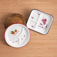 China Iron Raw Material Customized Carbon Steel Enamel Ware Dinner Plate Featuring 304 Stainless Steel Rolled Edge Rim for Camping for sale