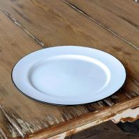 China Daily Enamel Steel White Bowls Plates Set With 304 Stainless Steel Rolled Edge Rim for sale
