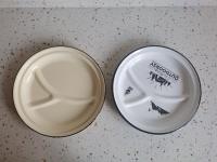 China Daily Enamel Steel White Bowls Plates Set With 304 Stainless Steel Rolled Edge Rim for sale