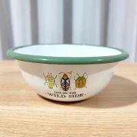 China Daily Enamel Steel White Bowls Plates Set With 304 Stainless Steel Rolled Edge Rim for sale