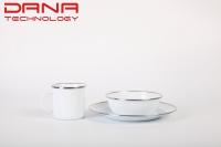China Outdoor Traveling Classic Decal Enamel Tableware Carbon Steel Mugs Bowls Plate EU FDA for sale