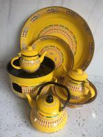 China Eco Friendly Enamel Tableware Teapot Sets Saudi Type Colorful Traditional Patterns for sale