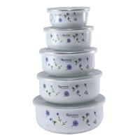 China Eco Friendly Enamel Ice Bowl Metal Steel Fresh Keeping Food Storage Bowl with PP Lid for sale