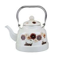China Kitchen Product Enamel Kettle Carbon Steel Material Featuring Flower Theme In 1.1L 1.7L 2.5L Sizes With Decals for sale