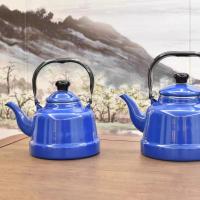China Kitchen Product Enamel Kettle Carbon Steel Material Featuring Flower Theme In 1.1L 1.7L 2.5L Sizes With Decals for sale