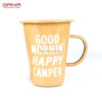 China Lightweight Custom Enamel Cups 12 Oz Enamel Tumbler Mug Colorful Rim Custom Logo for sale