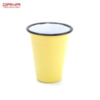 China Lightweight Custom Enamel Cups 12 Oz Enamel Tumbler Mug Colorful Rim Custom Logo for sale