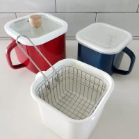 China 1000ml 1450ml 2650ml Enamel Casserole Pot Fire Safe Noodle Cooking Pot With Glass Lid for sale