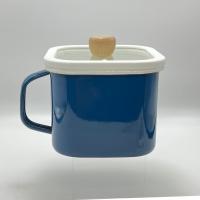 China 1000ml 1450ml 2650ml Enamel Casserole Pot Fire Safe Noodle Cooking Pot With Glass Lid for sale