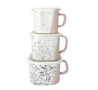 China Eco Friendly 390g Kitchenware Enamel Square Pot With Frying Basket Daily Use for sale
