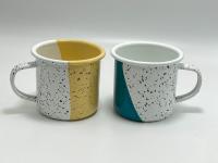 China Two Color Speckle Enamel Dinnerware Set Soup Bowl 8cm Enamel Coating Double Coating for sale