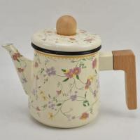 China Electric Range 06L Capacity Kitchen Enamel Kettle Tea Pot Wood Handle Wood Lid Eco Friendly Product for sale