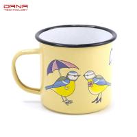 China Iron Raw Material Customized Color 12 Oz Enamel Mug White Coffee Enamel Cup Camping Handle Perfect for Custom Printing for sale