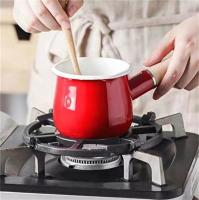 China Mini Pot Enamel Steel Milk Pan Baby Food Cooking Pot with Wooden Handle for sale