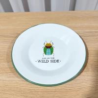 China Enamel Camping Tableware Set 18cm 20cm 22cm 24cm 27cm Vintage Retro Plates And Bowls Set for sale