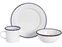 China Classical Style Carbon Steel Enamel Dinnerware Sets Bowl Mug Plate for Camping for sale