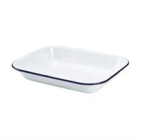China 0.5mm Thickness Enamel Rolled Rim Baking Tray Carbon Steel Enamel Tin Custom Logo for sale