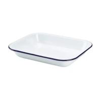China 0.5mm Thickness Enamel Rolled Rim Baking Tray Carbon Steel Enamel Tin Custom Logo for sale