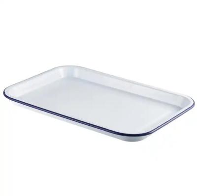 China 304 Steel Rim Vintage Rectangle Enamel Baking Roaster Custom Color 18cm 20cm 22cm 24cm 27cm for sale