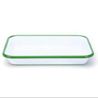 China 304 Steel Rim Vintage Rectangle Enamel Baking Roaster Custom Color 18cm 20cm 22cm 24cm 27cm for sale