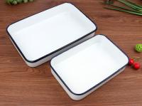 China Custom Color Vintage Retro Enamelware Camping Plates Bowls Set For Travel Restaurant Hotel for sale