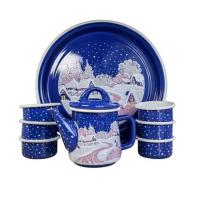 China 1.2L Carbon Steel Tea Pot Sets Saudi Turkish Type Tableware Sets Double Coating for sale