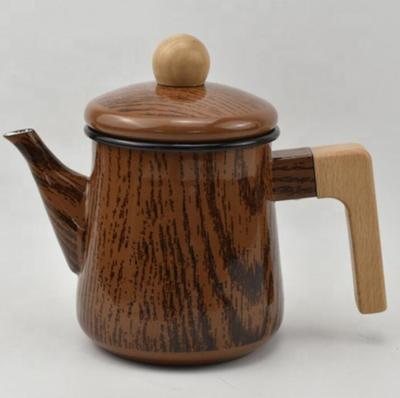 China Eco Friendly Japanese Enamel Tea Kettle Simple Portable Teapot 0.6L Customized Logo for sale