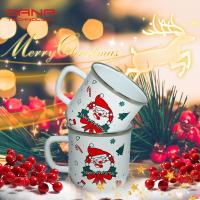 China Flower Theme 8x8cm Custom Style 12 Oz Enamel Mug Coffee Mug Camping White Coffee Enamel Cup Mug for Printing for sale