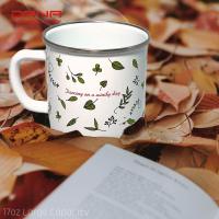 China Flower Theme 8x8cm Custom Style 12 Oz Enamel Mug Coffee Mug Camping White Coffee Enamel Cup Mug for Printing for sale