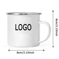 China Thickness 0.5mm White Enamel Cup 12 Oz Sublimation Blank Custom Logo Printing for sale