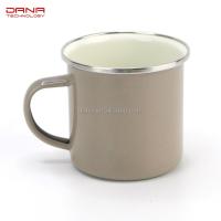 China 8x8cm Thickness 0.5mm Enamel Coffee Cup Metal Steel Mug Custom Logo Printing 8oz Camping Milk Mug for sale