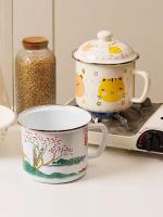China 12cm 14cm 15cm Household Enamel Cooking Pot Large Capacity Dormitory Enamel Frying Pan for sale