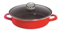 China Custom Logo 32cm Enameled Steel Cookware Non Stick Buffet Casserole Classical Style for sale